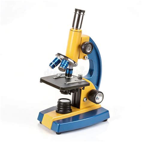 Yellow And Blue Microscope Isolated On White Background Stock Illustration Illustration Of