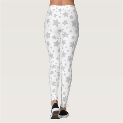 White Silver Stars Leggings Zazzle
