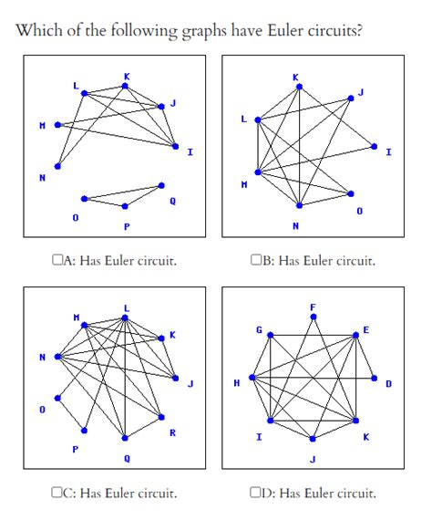 Solved Which Of The Following Graphs Have Euler Circuits A