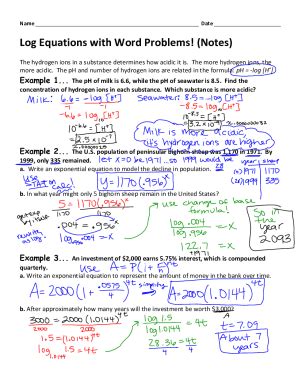 Fillable Online Log Problems PH Decibels And The Richter Scale Fax