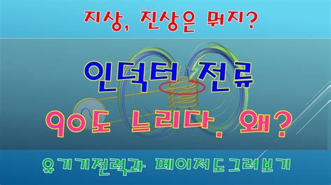 인덕터 전류가 전압보다 90도 느리게 흐르는 이유 지상전류 진상전류의 개념과 유기기전력 발생 과정을 페이저도벡터도로 정리 무부하일 때 변압기에 같은 현상이 일어납니다