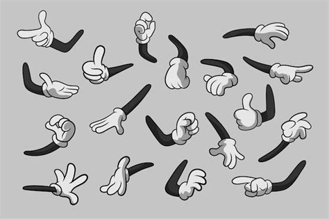 Mains Gantées De Dessin Animé Rétro Gestes Mains De Dessin Animé Avec Jeu Dicônes De Gants