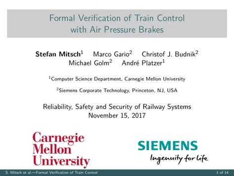 Ppt Formal Verification Of Train Control With Air Pressure Brakes