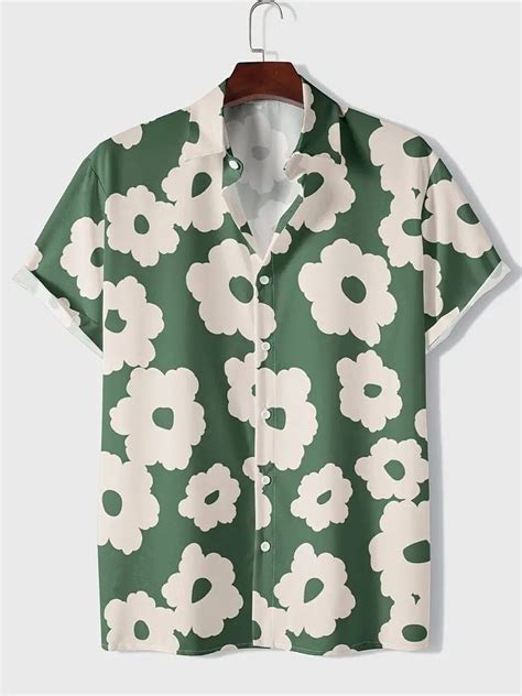 남성용 반팔 버튼 다운 셔츠 여름 휴양지 휴가 남성 레저웨어 Temu Republic Of Korea Casual Shirts Mens Floral Dress