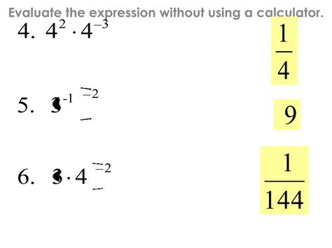 Exponent Exercises Ppt