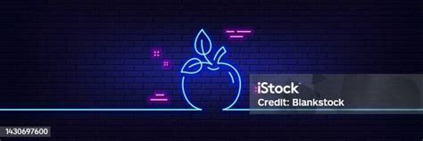 에코 푸드 라인 아이콘입니다 유기 테스트 기호 공정 거래 네온 라이트 글로우 효과 벡터 0명에 대한 스톡 벡터 아트 및 기타 이미지 Istock