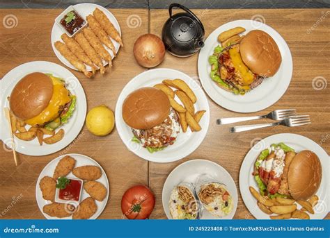 Hamburgers Homemade Burgers With Grilled Buns With Addition Of Addition Of Beef Cutlet Lettuce