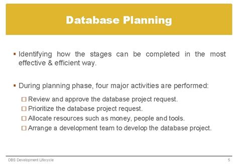 DBS Development Lifecycle DB Analysis Chapter