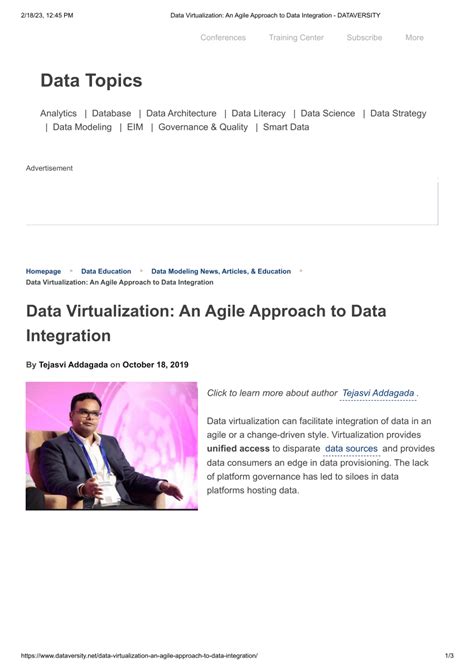Pdf Data Virtualization An Agile Approach To Data Integration