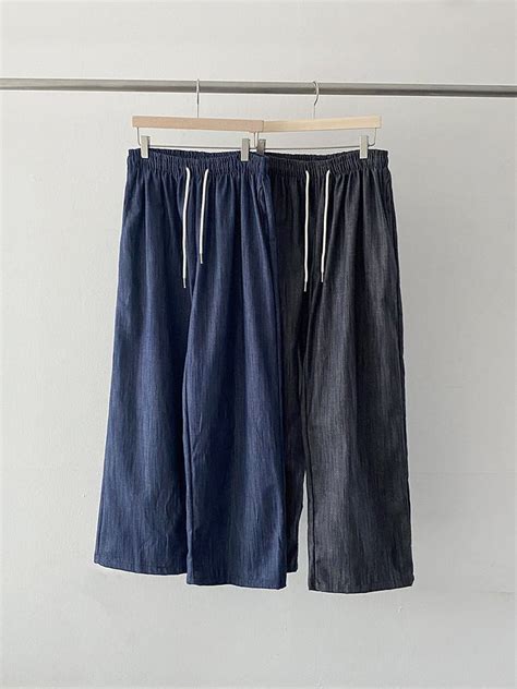 여름 여성 린넨 생지 데님 와이드 밴딩 팬츠 2컬러 웨이브즈 Waves