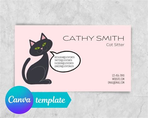 Business Card Template Editable Canva Business Card Design Etsy