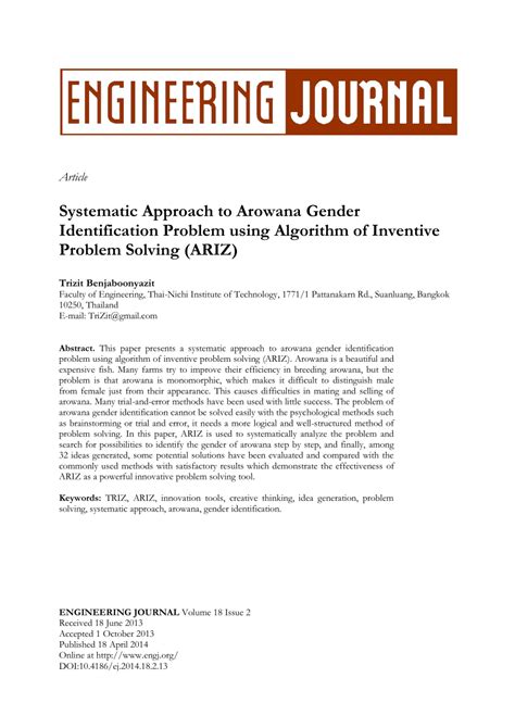 Pdf Systematic Approach To Arowana Gender Identification Problem