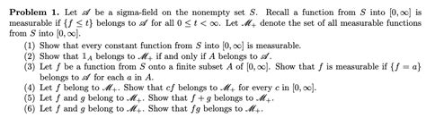 solved problem 1 let a be a sigma field on the nonempty set