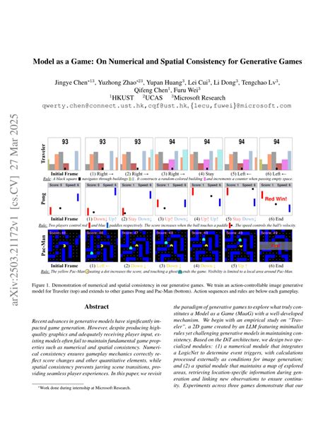 Pdf Model As A Game On Numerical And Spatial Consistency For Generative Games