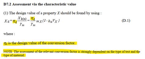 En 1990 Appendix D Design Assisted By Testing Conversion Factor Value Eng Tips