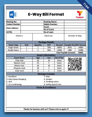 E Way Bill Format Simplify Your Billing With User Friendly Guide