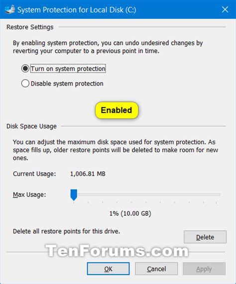How To Enable Or Disable System Restore Configuration In Windows Tutorials