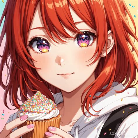 Vibrant Redhead Anime Girl With Sprinkles Portrait Sdxl Free Online