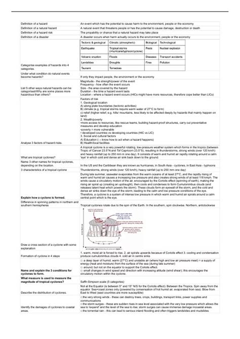 Summary Edexcel IGCSE Geography Ch Hazardous Environments Flashcards Google Sheets