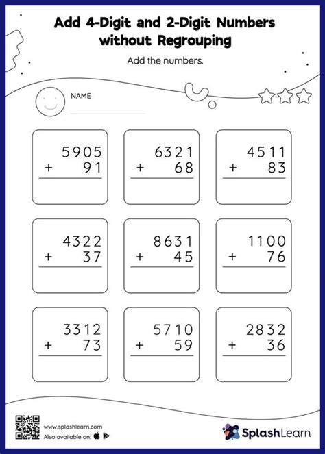 Add 4 Digit And 3 Digit Numbers Without Regrouping Vertical Worksheets Library