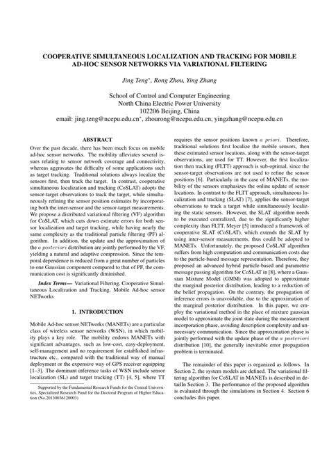 Pdf Cooperative Simultaneous Localization And Tracking For Mobile Ad