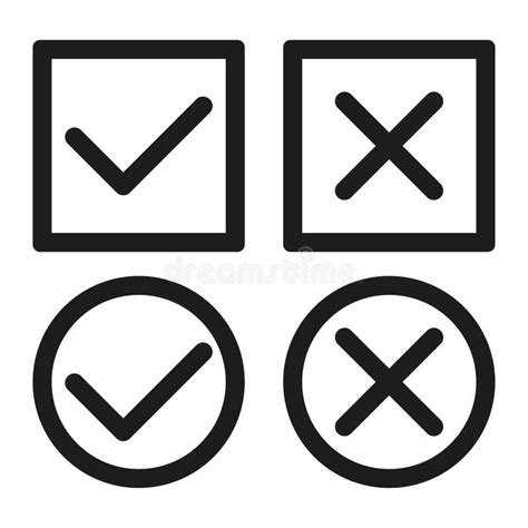 Check Boxes Icons Cross Mark Circles Checklist Ui Vector Stock Vector