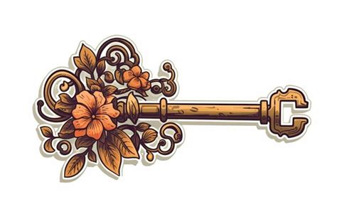 Premium Ai Image There Is A Key With A Flower On It And A Scroll Generative Ai