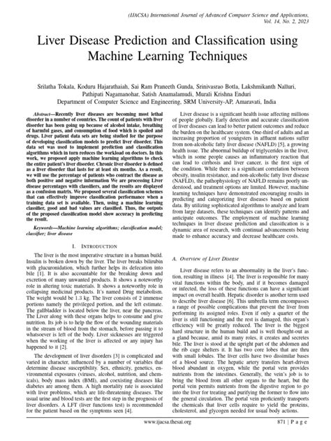 Paper 99 Liver Disease Prediction And Classification Using Machine Learning Pdf