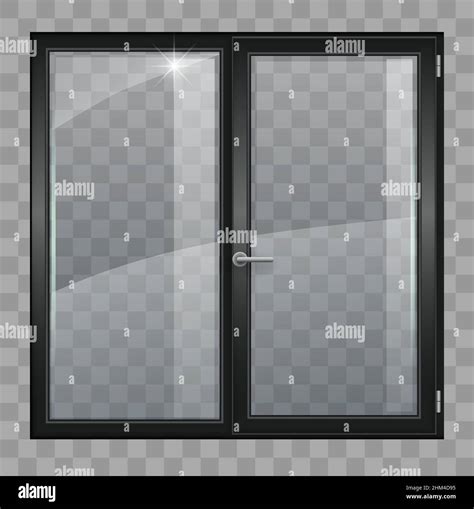 Modern Black Plastic Wide Window With A Transparency Effect For The Group With The Glass In