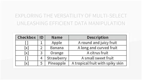 Exploring The Versatility Of Multi Select Unleashing Efficient Data Manipulation Excel Template