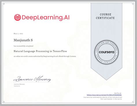 Nlp Tensorflow Machinelearning Deeplearning Ai Coursera Manjunath S