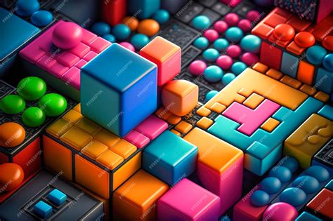 Premium Photo Colorful Geometric Tetris Like Shapes A Playful Display Of Abstract Art