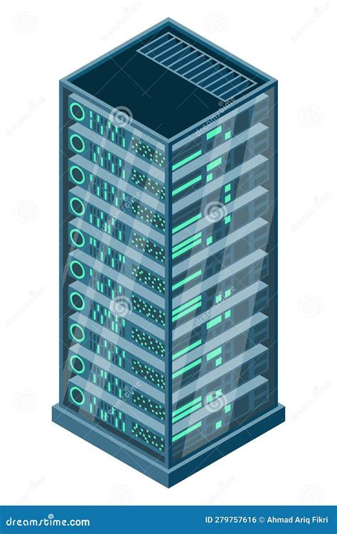 Isometric Server Network Server Room 3d Computer Equipment Storage