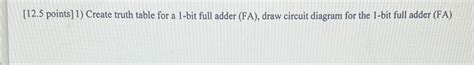 Solved 125 ﻿points 1 ﻿create Truth Table For A 1 Bit