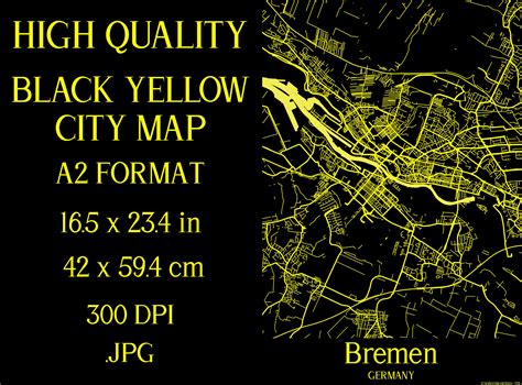 Bremen Germany Black City Map Illustration Par Mappingz · Creative Fabrica