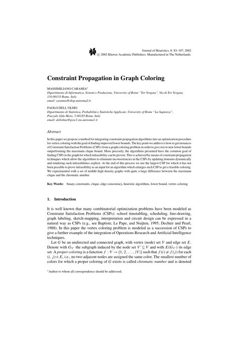 Pdf Constraint Propagation In Graph Coloring