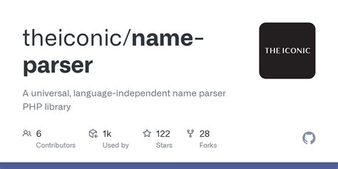 Github Theiconicname Parser A Universal Language Independent Name Parser Php Library