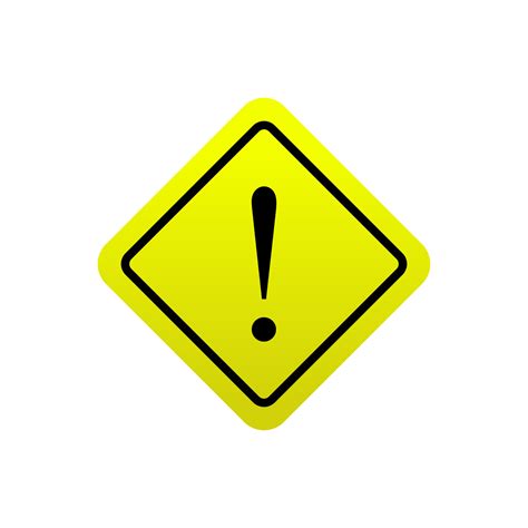 Yellow Warning Road Sign Vector Danger Symbol Exclamation Mark Square