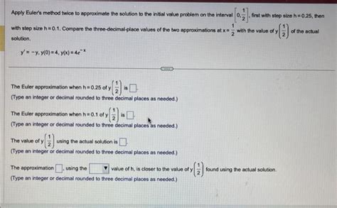 solved apply euler s method twice to approximate the