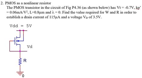 Pmos As A Nonlinear Resistor The Pmos Transistor In The Circuit Of Fig