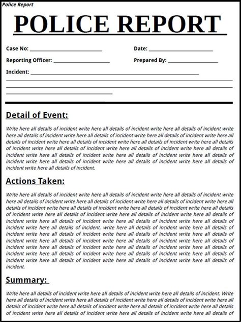Fake Police Report Template 6 Templates Example Templates Example