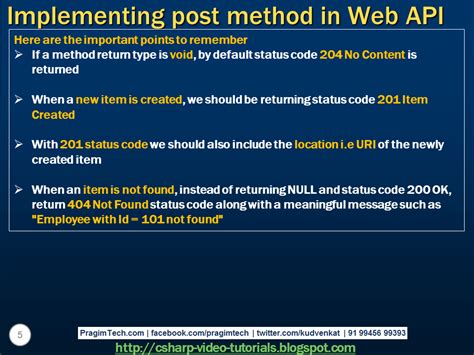 Sql Server Net And C Video Tutorial Implementing Post Method In ASP NET Web API