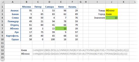 Excel поиск значения в таблице