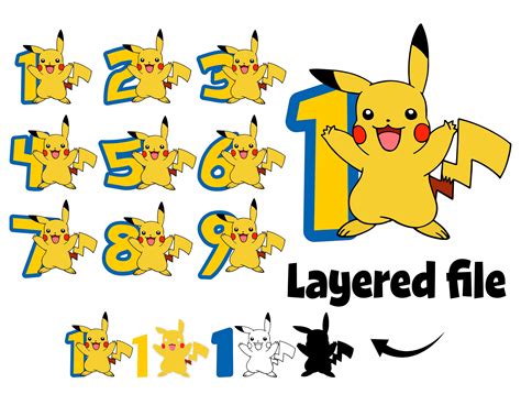 Pokemon Svg Birthday Numbers Png Pikachu Svg Layered Number Etsy Uk