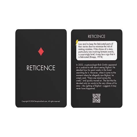 Deception Deck 52 Flash Cards For Lie Detection