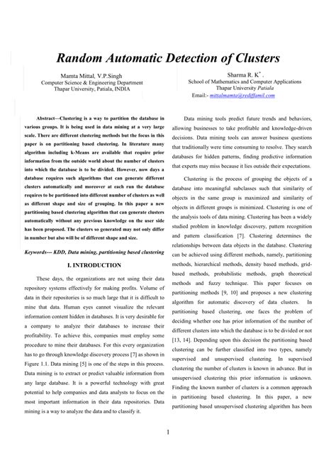 Pdf Random Automatic Detection Of Clusters