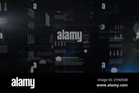 Animation Of Digital Multiple Graphs Chart Data Moving With Mathematical Formulas Digitally