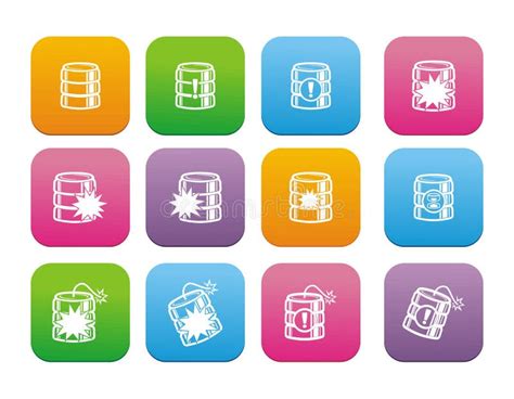 Data Base Crash Icons Explosion Icons Stock Vector Illustration Of
