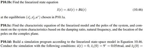 P10 1b Find The Linearized State Equation T