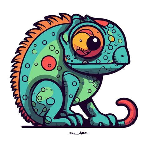 Premium Vector Cartoon Chameleon Vector Illustration Isolated On
